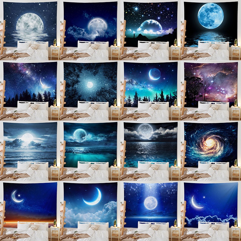 Hot sale universe starry sky natural scenery moonlight room background ...