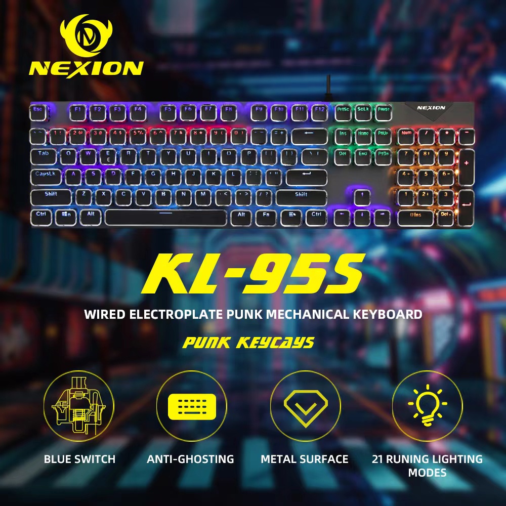 Mechanical Keyboard NEXION KL-95S Wired Gaming Keyboard USB RGB 104Key ...