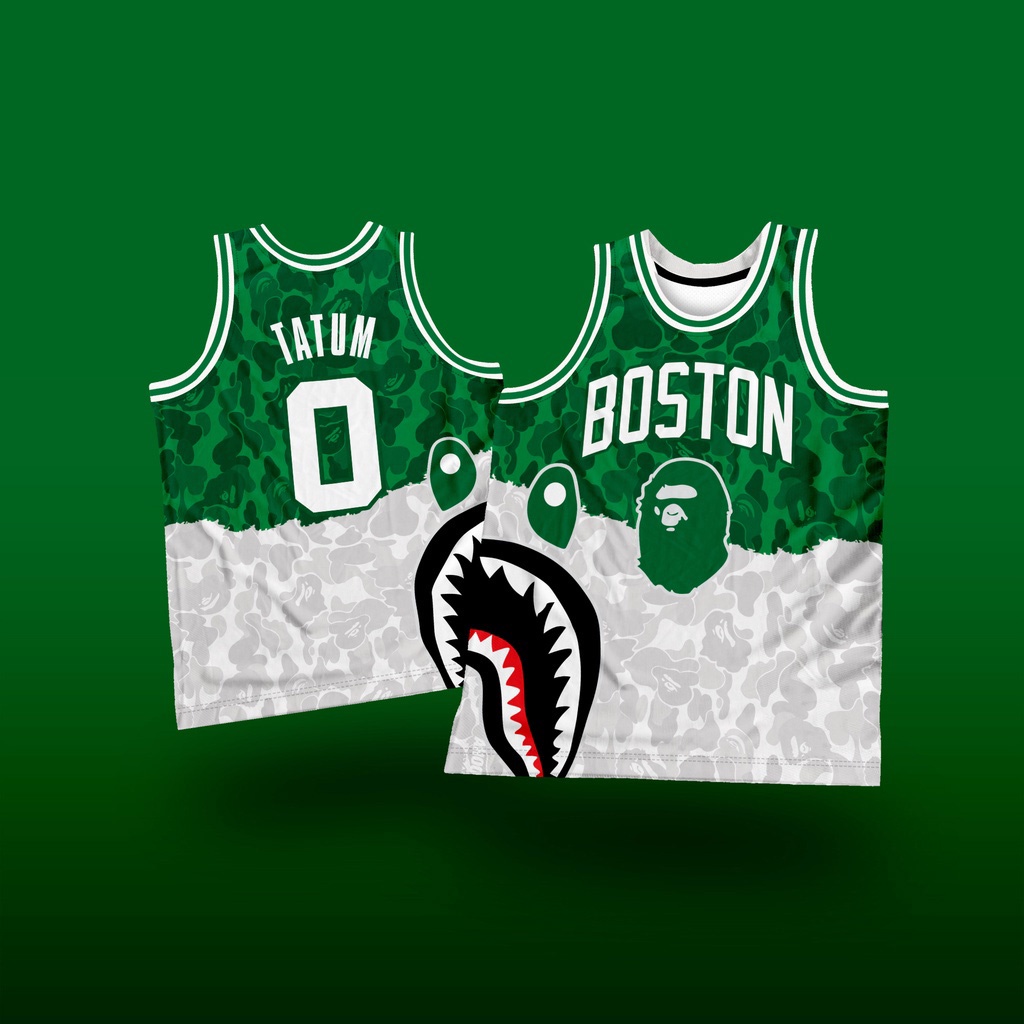 BOSTON CELTICS BAPE TATUM GC JERSEY FULL SUBLIMATION Plus Size Hip-hop ...