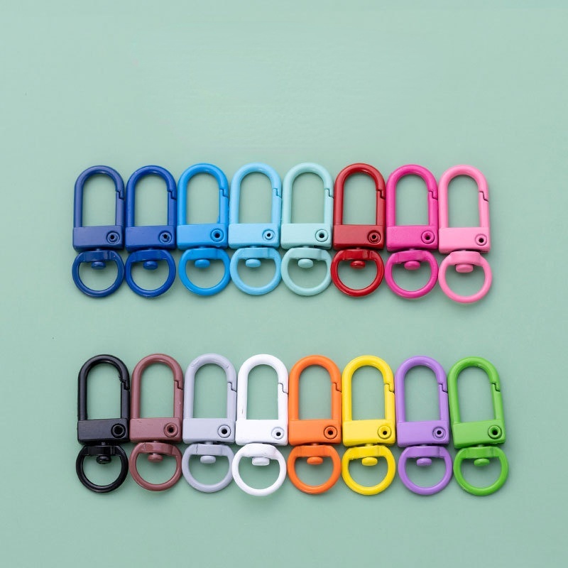 10pcs/Bag Baking Paint Color Keychain Dog Buckle Rotating Connection ...