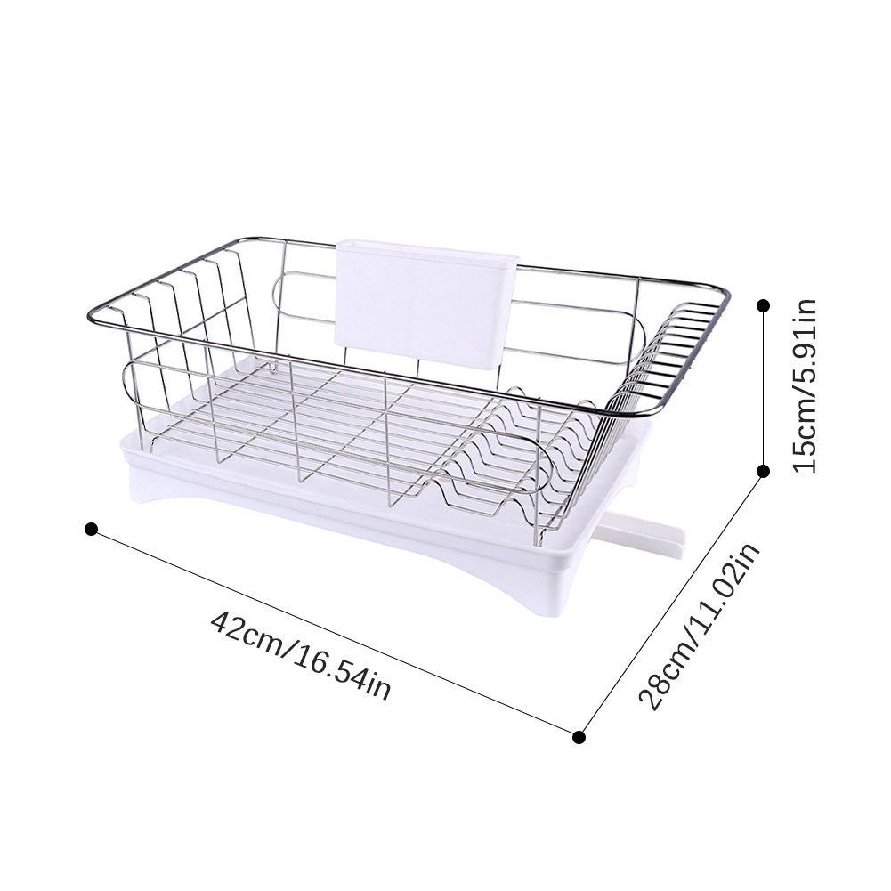 Stainless Steel Dish Drainer Drying Rack With 3-Piece Set White N7PH ...