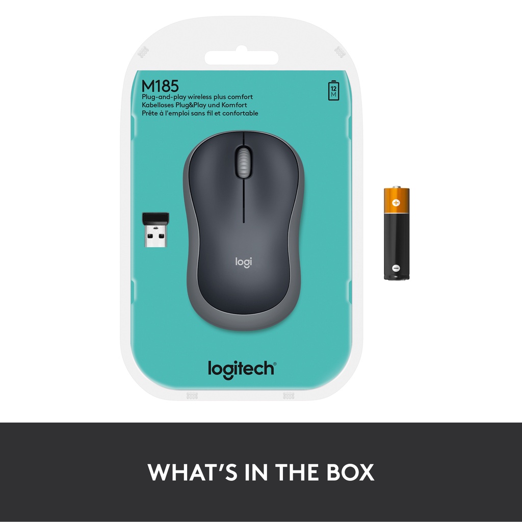 Logitech M186 Wireless Mouse, 2.4ghz with USB mini receiver,12 month ...