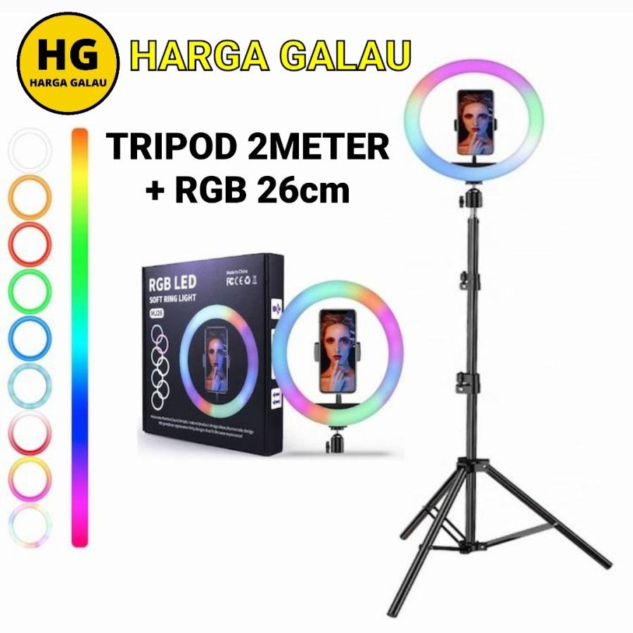 Rainbow Ring light RGB 26cm + 2 Meter Tripod fullset | Shopee Philippines