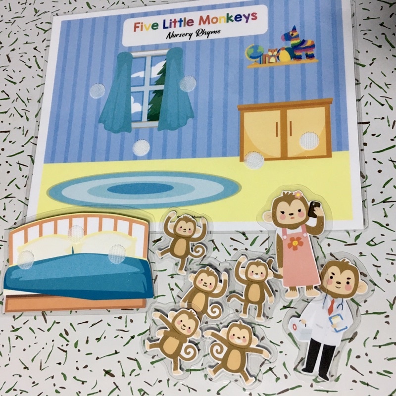 ENGLISH READINGNursery Rhymes Laminated READING (Five Little Monkeys ...