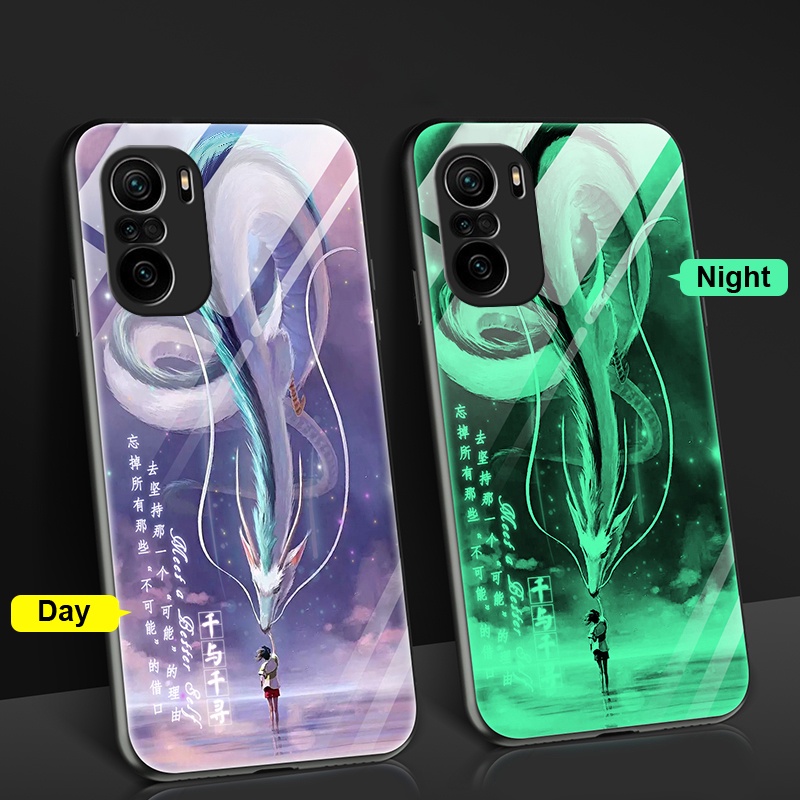 Anime Spirited Away Night Glow Tempered Glass Hard Case Xiaomi Poco F3 ...