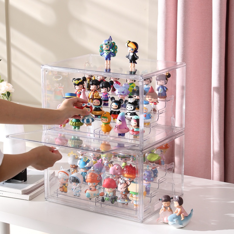Collapsible Acrylic display case collections stackable storage box ...