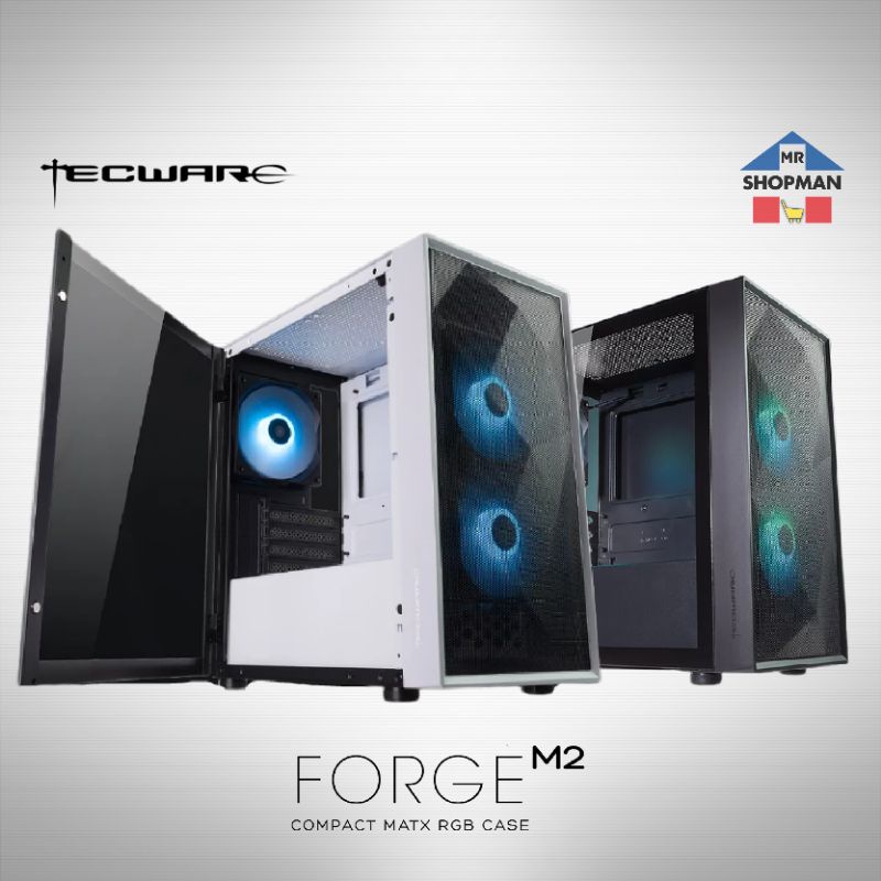 Tecware Forge M2 ARGB Black White Mesh MATX Desktop Computer PC Case ...