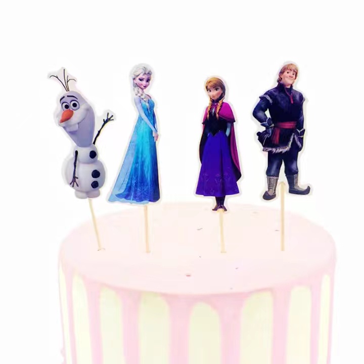 INS Frozen Elsa Anna Princess paper card cake topper baking props ...