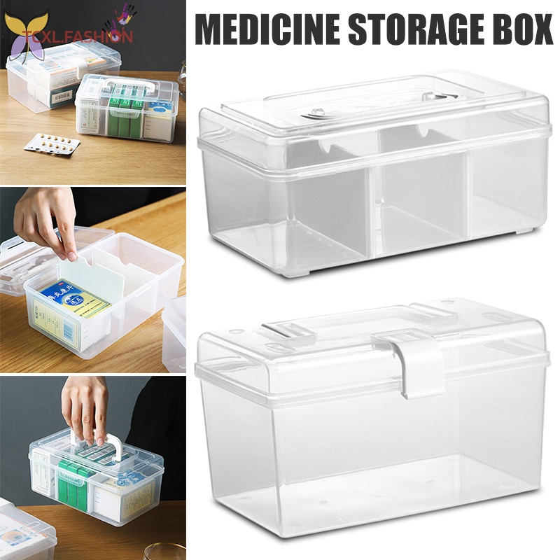 TCXL Clear Plastic Medicine Storage Box First Aid Carrying Case With ...