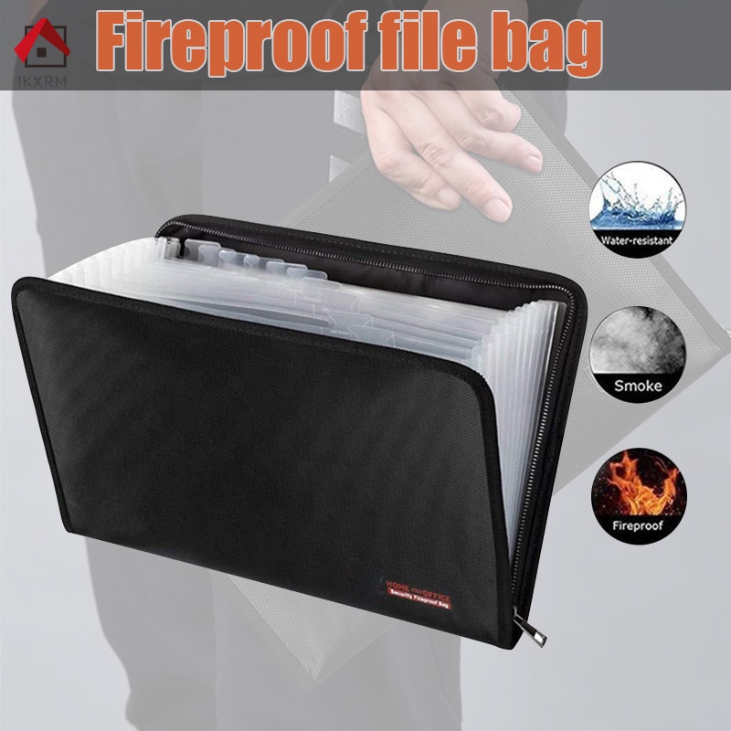 Fireproof Waterproof File Folder Money Document Bag with 12 Pockets ...