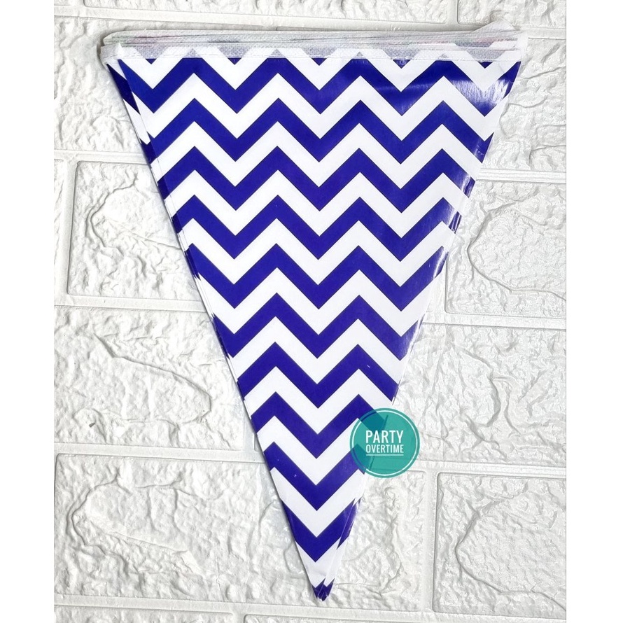 Dark Blue Wave / Chevron Party Banderitas Triangle Flag Banner Birthday ...