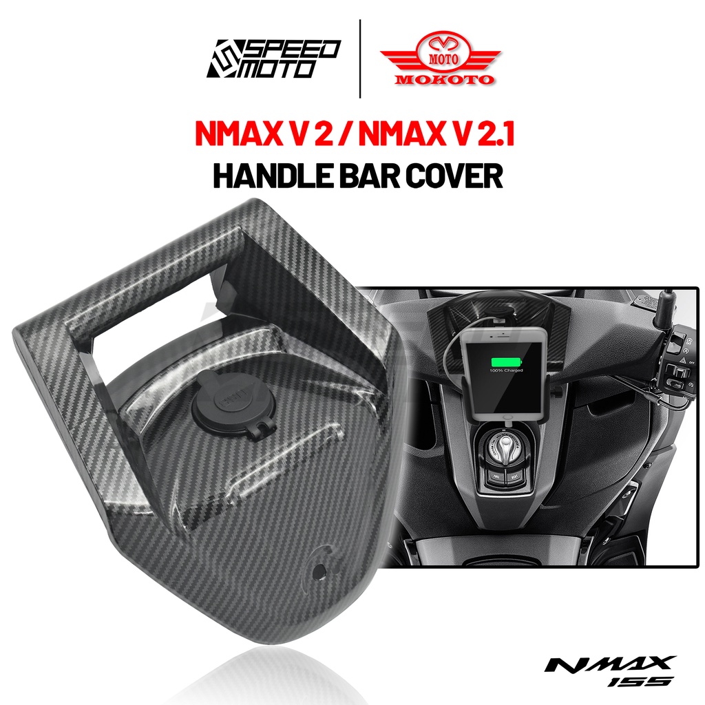 NMAX 2020 / NMAX 2021 HANDLE BAR COVER WITH HOLDER CARBON / MATTE BLACK ...