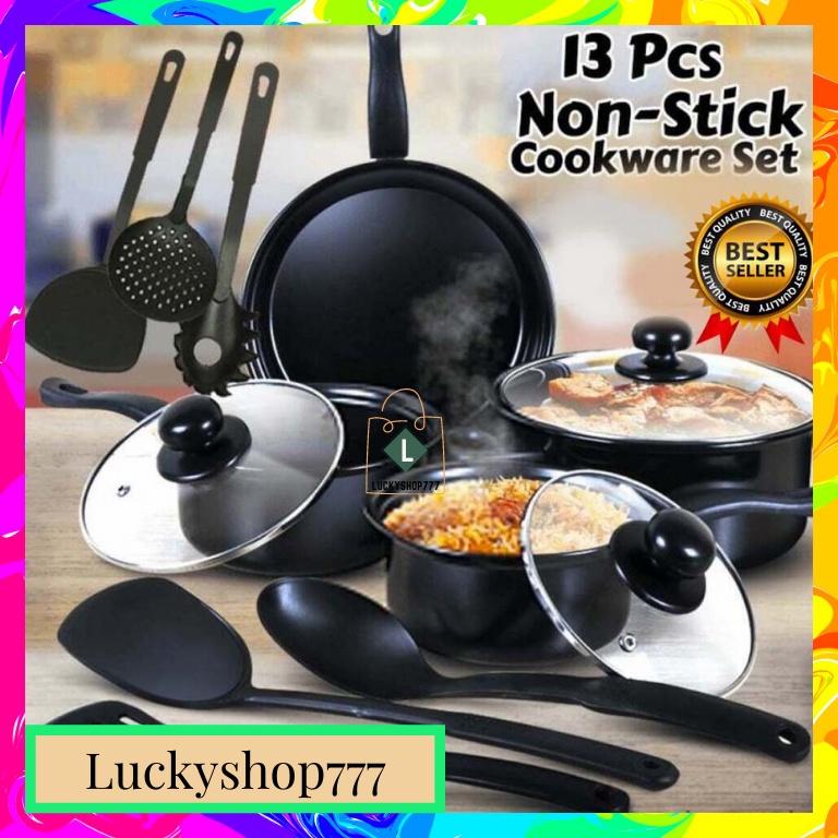 13 Pcs Cooking Set Cookware Set Non Sticky Pan and Casserole with ...