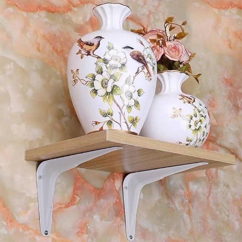 Standard L- shape shelf wall frame bracket color white. | Shopee ...