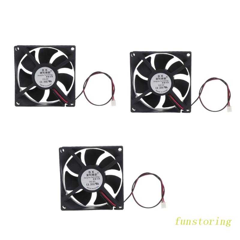 FUN 80mm×80mm×25mm DC 5V 12V 24V 2-Pin Cooler Brushless PC CPU Case ...