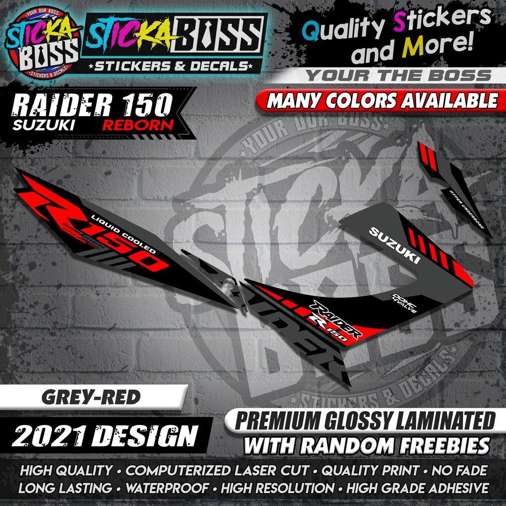 Suzuki Raider 150 Reborn Stock Decals ( 2021 Design ) GREY-RED【WITH ...