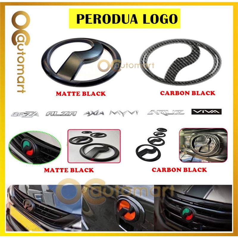 1 Set (Front & Rear)Logo Emblem Matte Black / Carbon For Perodua Viva ...