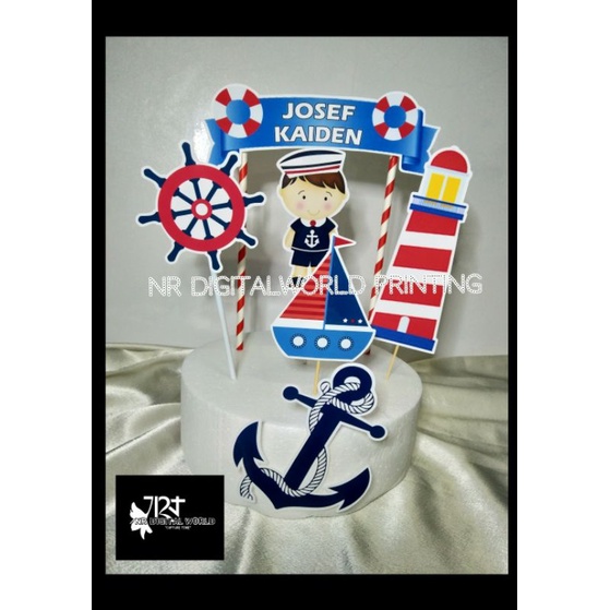 customized cute sailor boy boat amd light house themed cake toppers ...