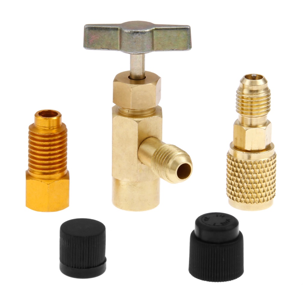 5pcs R-1234yf Refrigerant Can Tap Adapter Fittings Kit 1/2" ACME LH ...