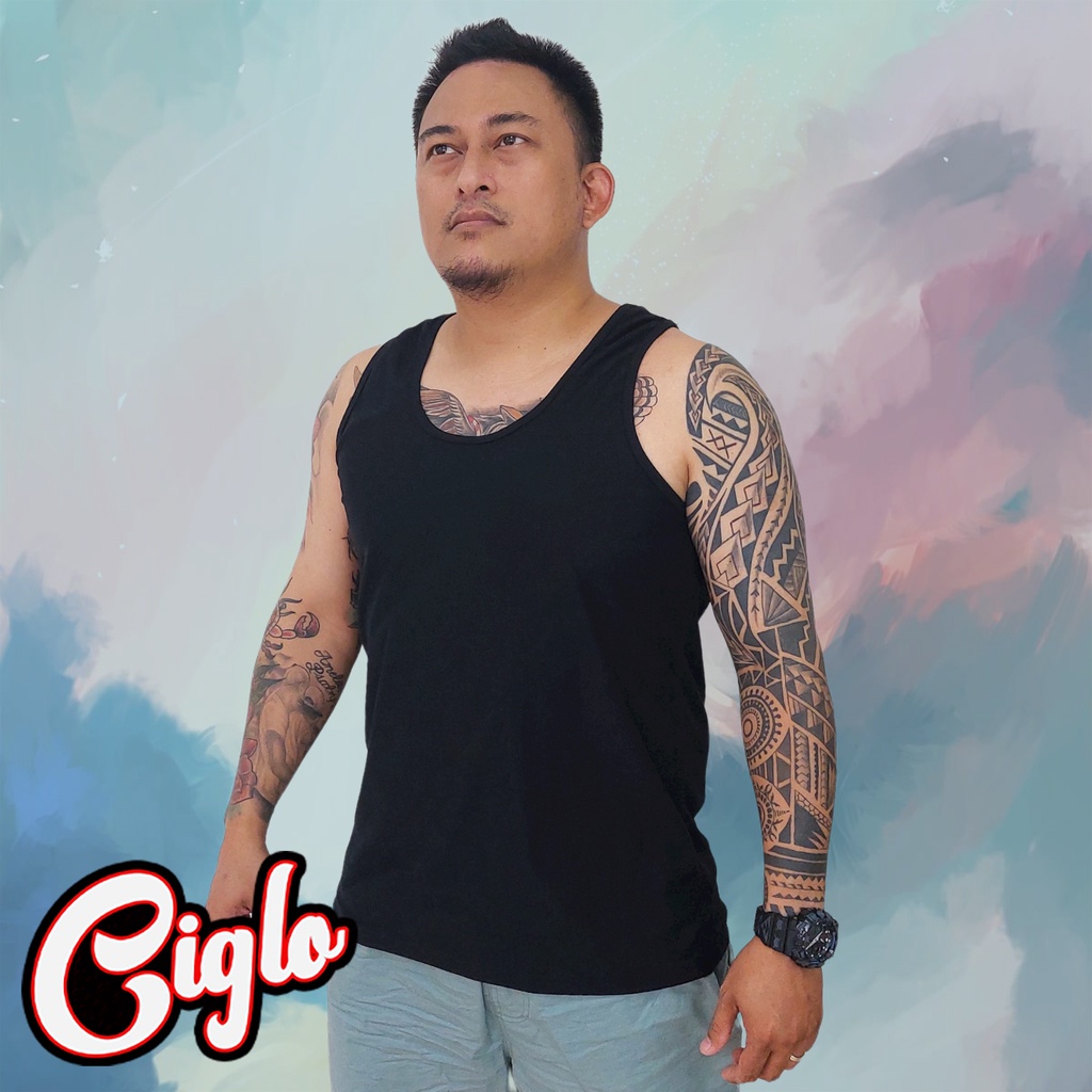 Ciglo Plain Black Sando Tank Top for Men | Shopee Philippines