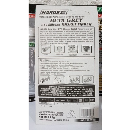 Original HARDEX BETA GREY RTV Silicone Gasket Maker 85.2g | Shopee ...