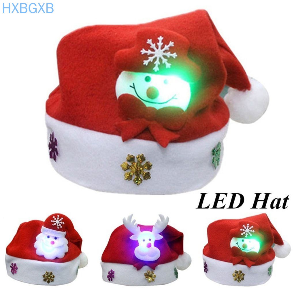 Christmas Hat Glowing Adult Shining Cap Snowman Deer Head Decorations ...