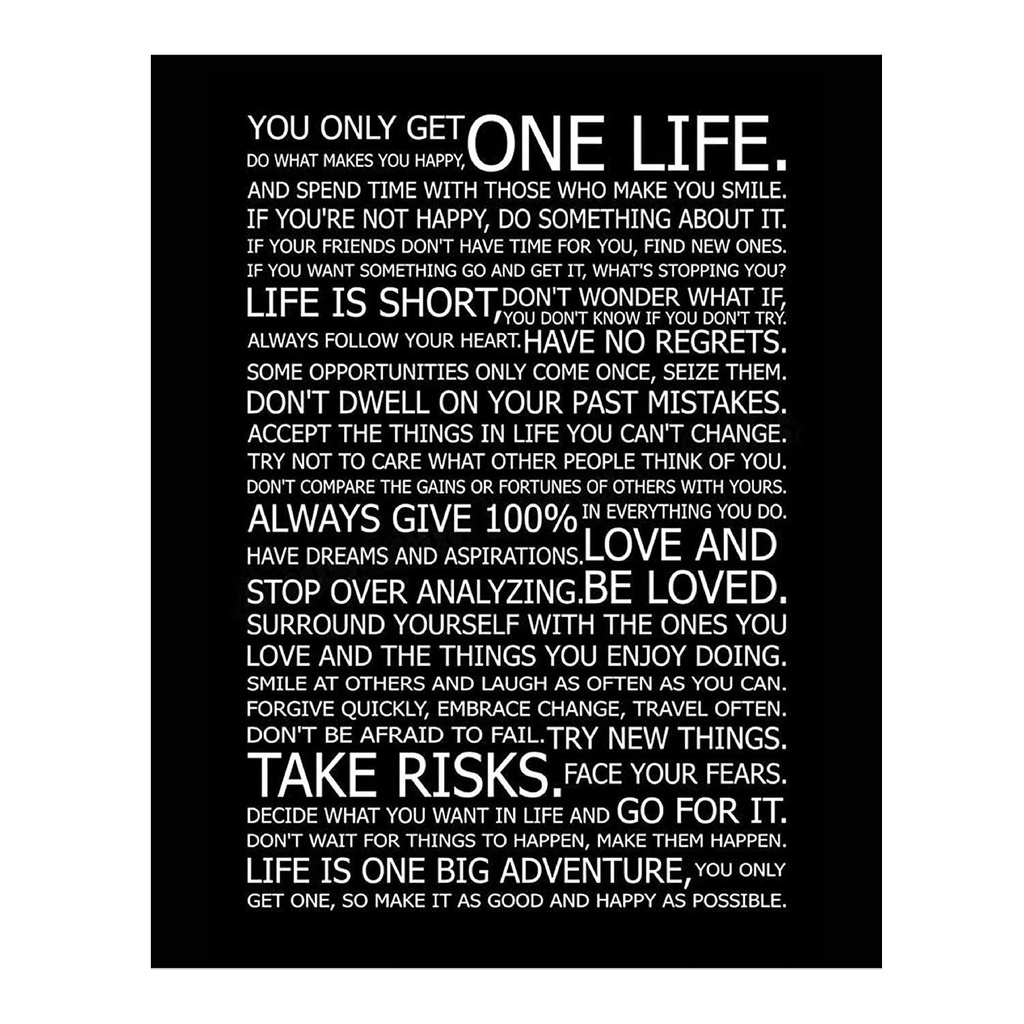 You Only Get One Life-Rules For Happy Life-Poster Print 111 Wall Art ...