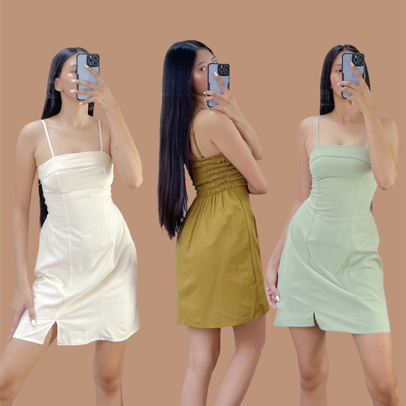 Telly String Adjustable Linen Dress by Basic Manila | Shopee Philippines