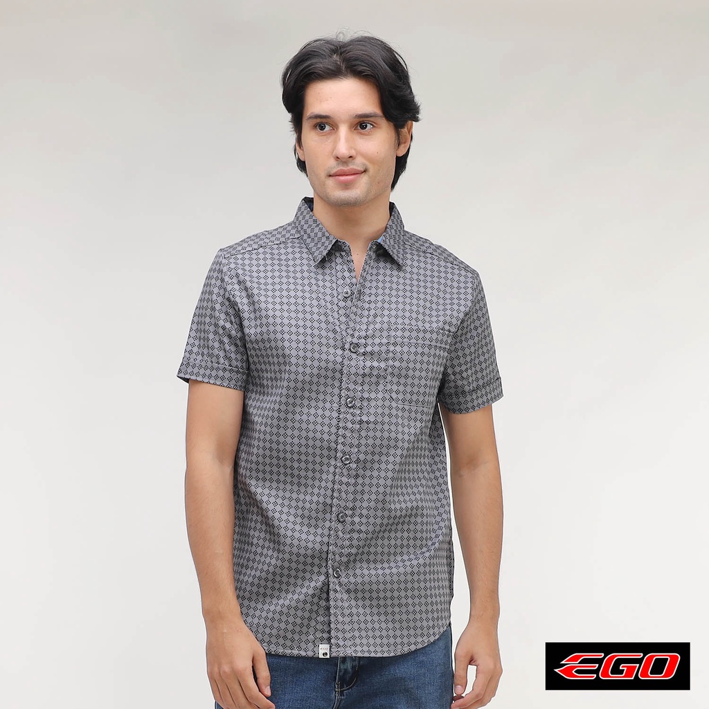 Ego Printed Woven Polo Short Sleeve EMT04-0685 (S.Gray) | Shopee ...