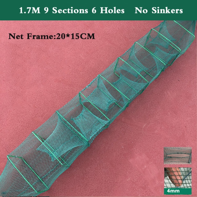 Nylon Long Fishing Net Sinkers Deep Water Portable Crab Crayfish ...