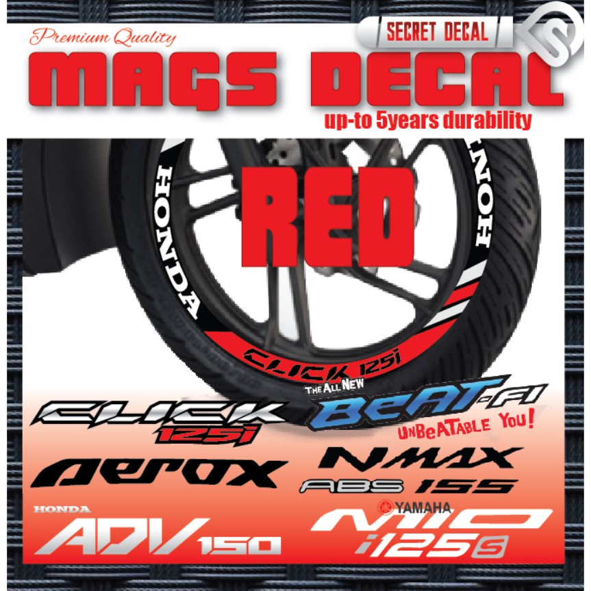 Mag decals for Motorcycle Red/White (5years Durability) | Shopee ...