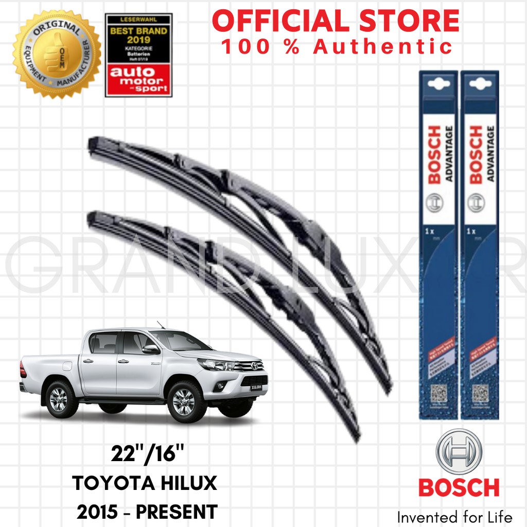Bosch Advantage Wiper Blade Set for Toyota Hilux 2015 - Present (22 Inches/16 Inches) | Shopee ...