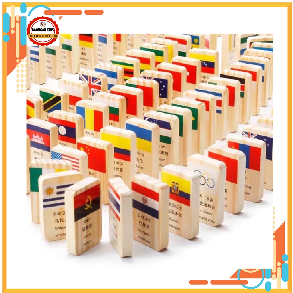 Domino set of 100 pieces shaped like flags of countries around the ...