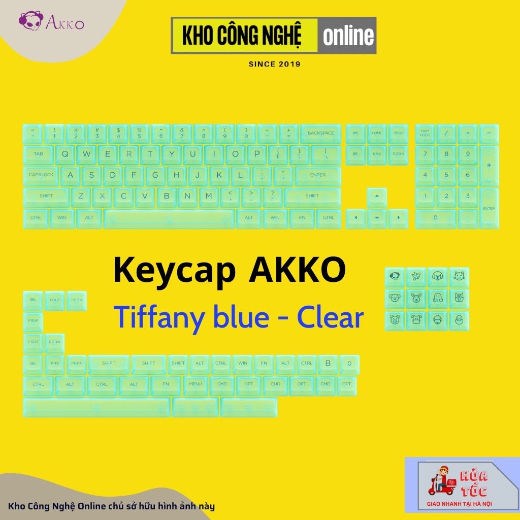 Keycap Set For Akko Tiffany Blue Mechanical Keyboard (PC / ASA-Clear ...