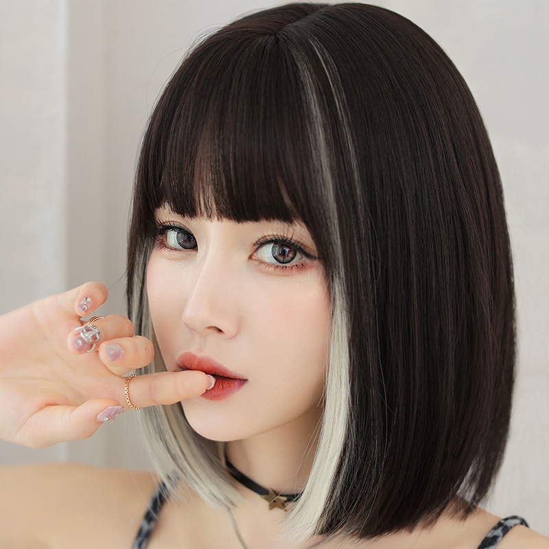 Wigs, female short hair, ear-dyeing, girls age reduction, shoulder ...