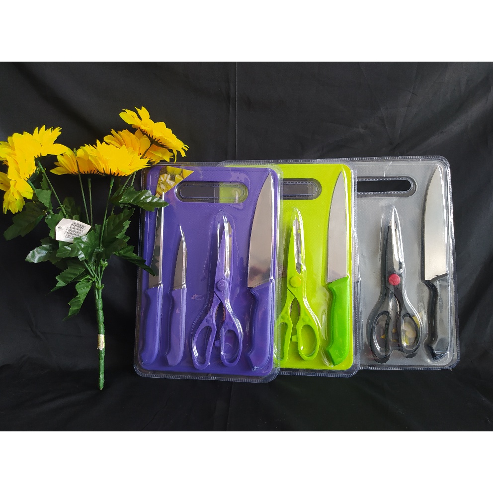 Kitchen Tools Set (3 Kinds of knife, Scissors, and Chopping Board ...