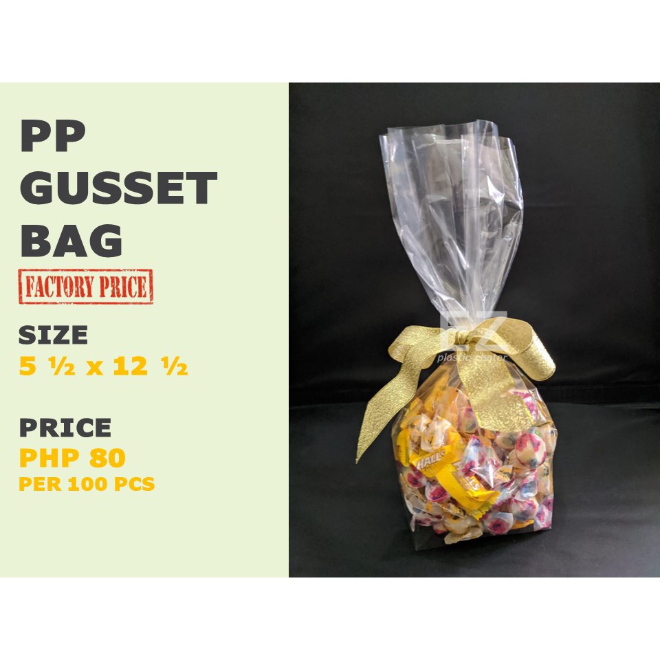 PP Plastic Gusset Bags 100pcs | Stand-up Bag in PP Clear Plastic ...