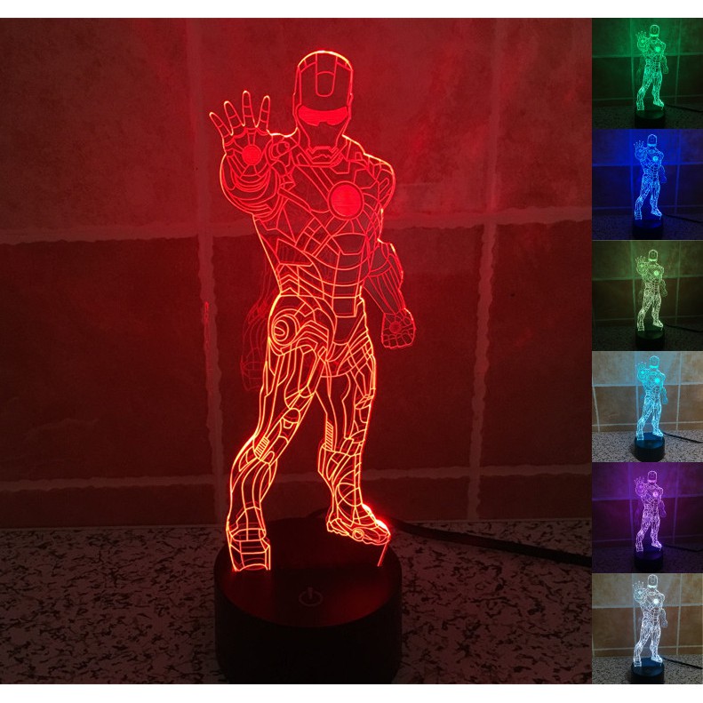 Marvel Super Hero Iron Man Night Light 7 Colors Gradient Geek USB LED ...