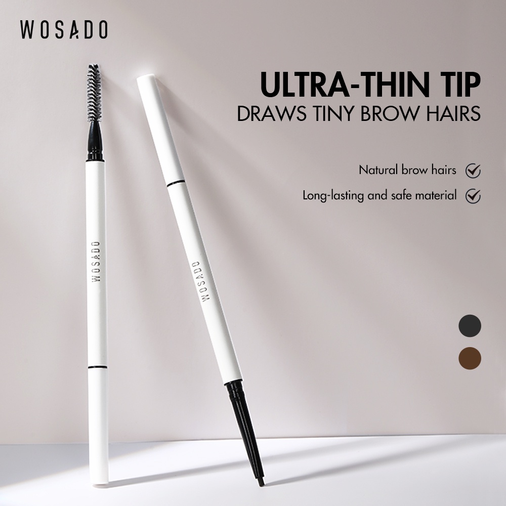 WOSADO 2 in 1 Microblading GREY BROWN Tint Eyebrows Pen Dual-ended Long ...