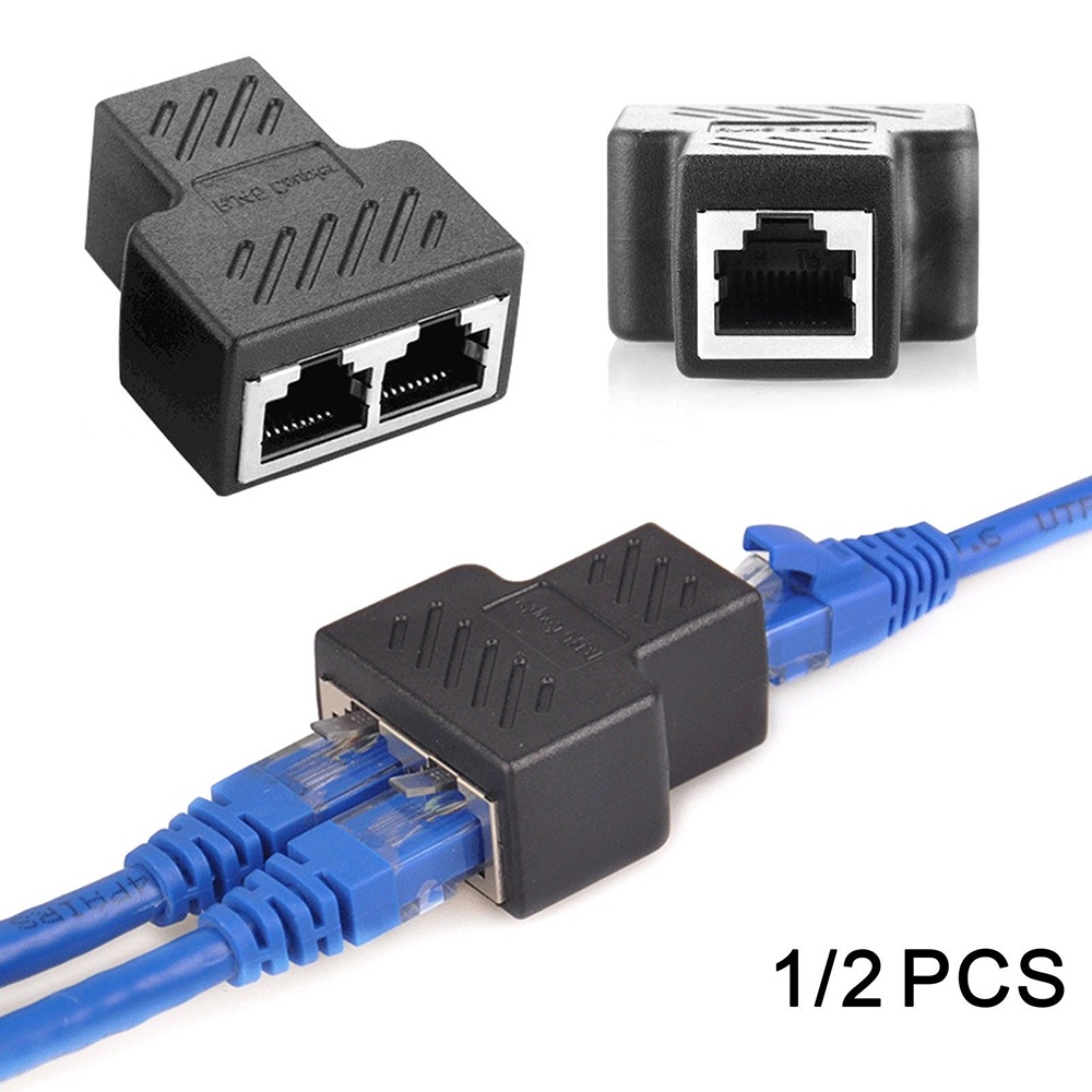 1 To 2 Ways RJ45 Ethernet LAN Network Splitter Double Adapter Ports ...