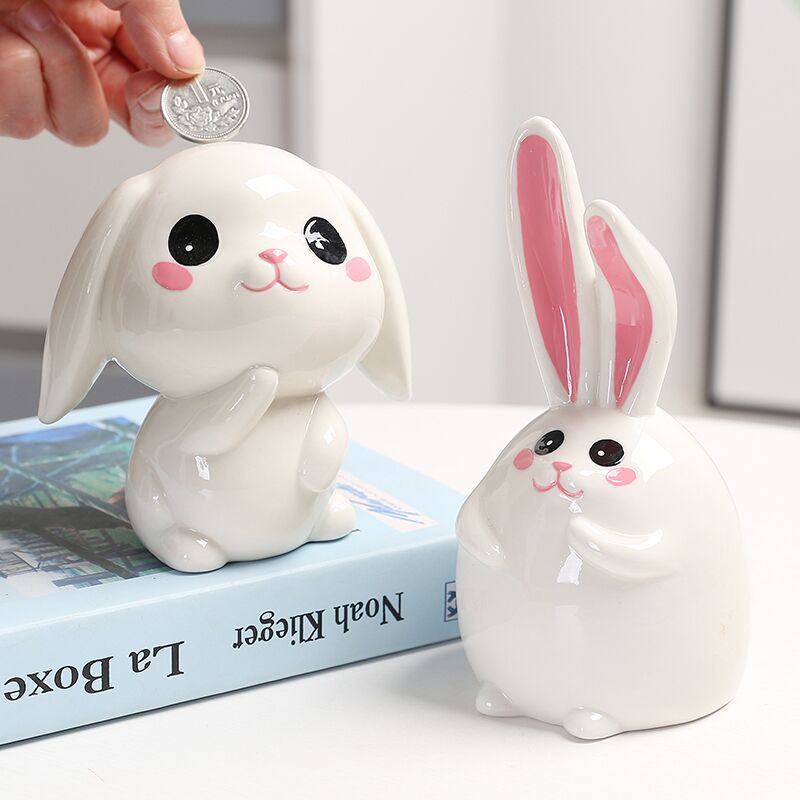 2022 New Style Rabbit Piggy Bank Ceramic Children's Boys Girls Birthday ...