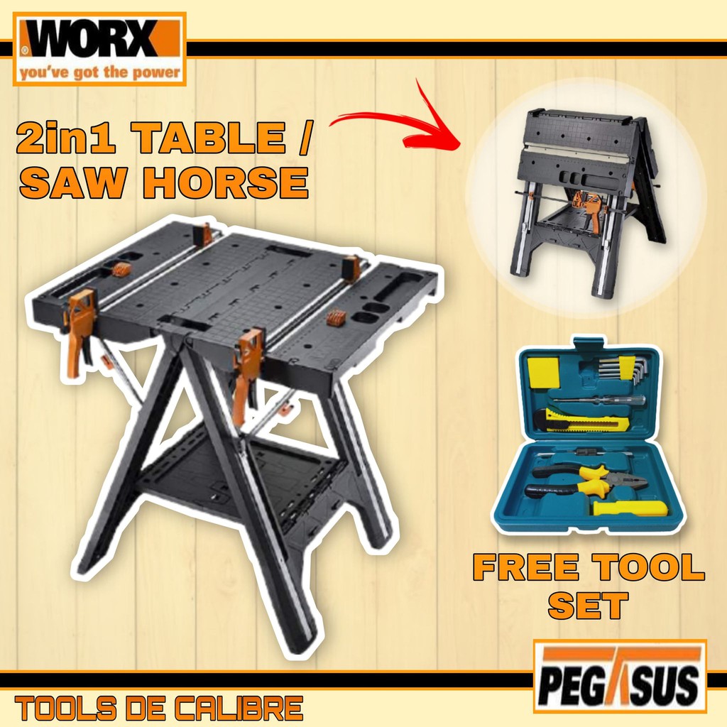 WORX WX051 Multi-Function Work Table Foldable Sawhorse Sawing Table ...