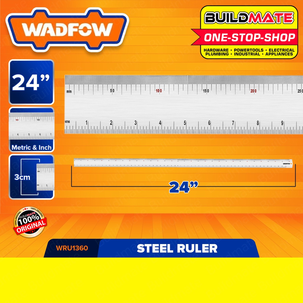 WADFOW 12" | 20" | 24" Inch Ruler Metric & Inch Stainless Steel ...