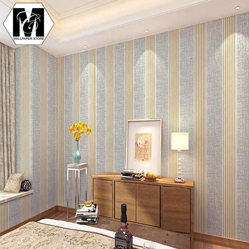 PVC Gray with Gold Lining Wallpaper design Self-Adhesive Waterproof PVC ...