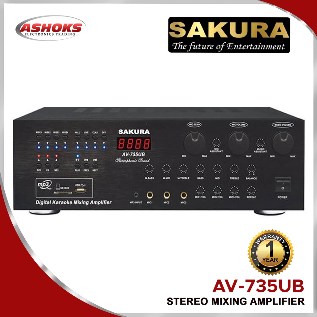 Sakura AV 735UB / Sakura Amplifier / 700W X 2 / Karaoke Amplifier / Original Sakura / Av 735 UB ...