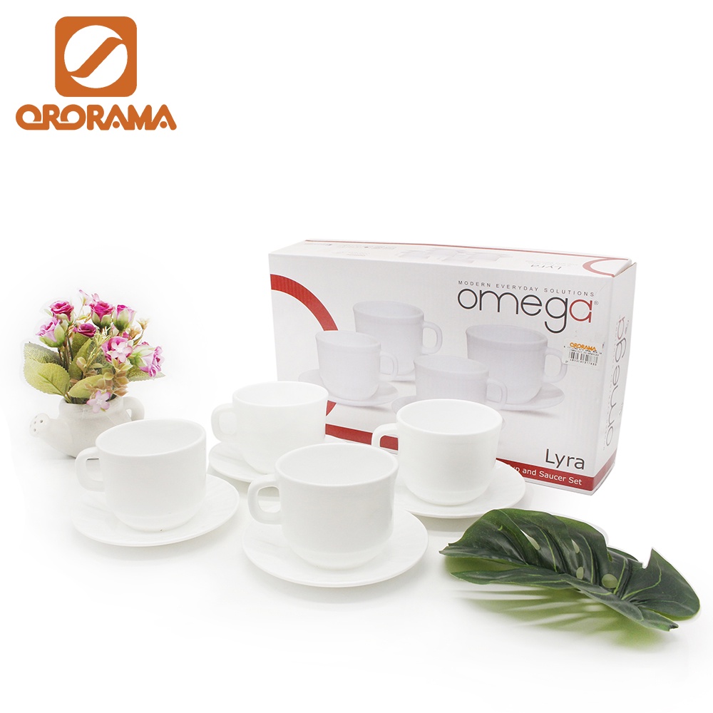 Omega 8-Piece Opal Plain Cup and Saucer Set (Lyra) | Shopee Philippines