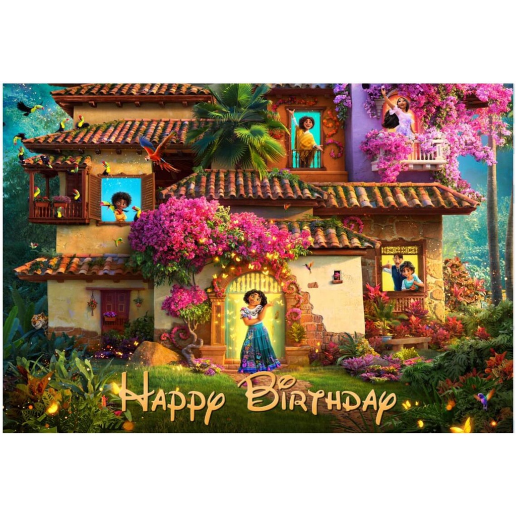 Encanto Happy Birthday Backdrop Magical Floral House Mirabel Encanto ...