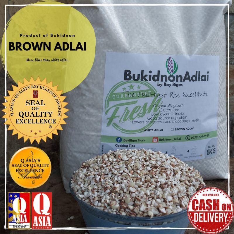 5KG - Brown Adlai Adlay Rice Grits, Semipolished grains (280/KG ...