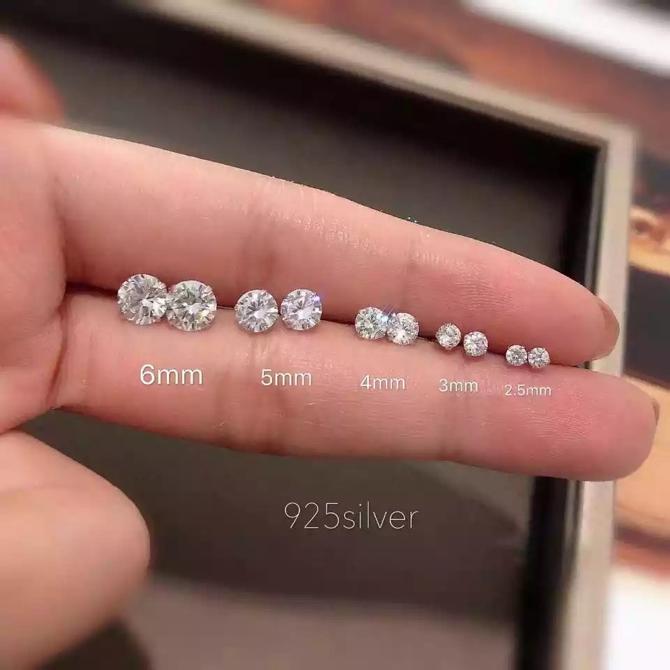 Silver92.5% Real Silver Earrings Cz Diamonds Minimalist Shipped From Thailand Fast Delivery Cash ...