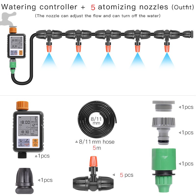 Digital Water Timer with Self Watering Drip Kit Irrigation Timer System ...